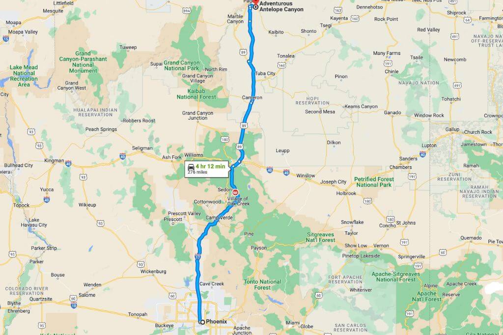 How Far Is Antelope Canyon From - 31 antelope canyon arizona map